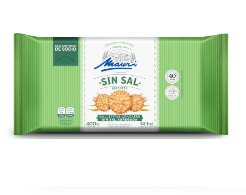 GALLETA CRACK MAURI S/SAL X 400 G – Santa Ana Golosinas